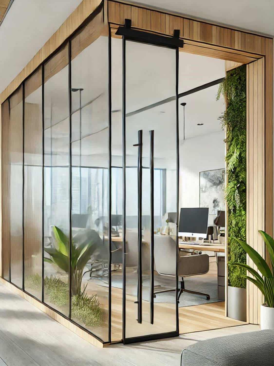 Sliding Door Office Partition in Coquitlam - VanGlaze.ca