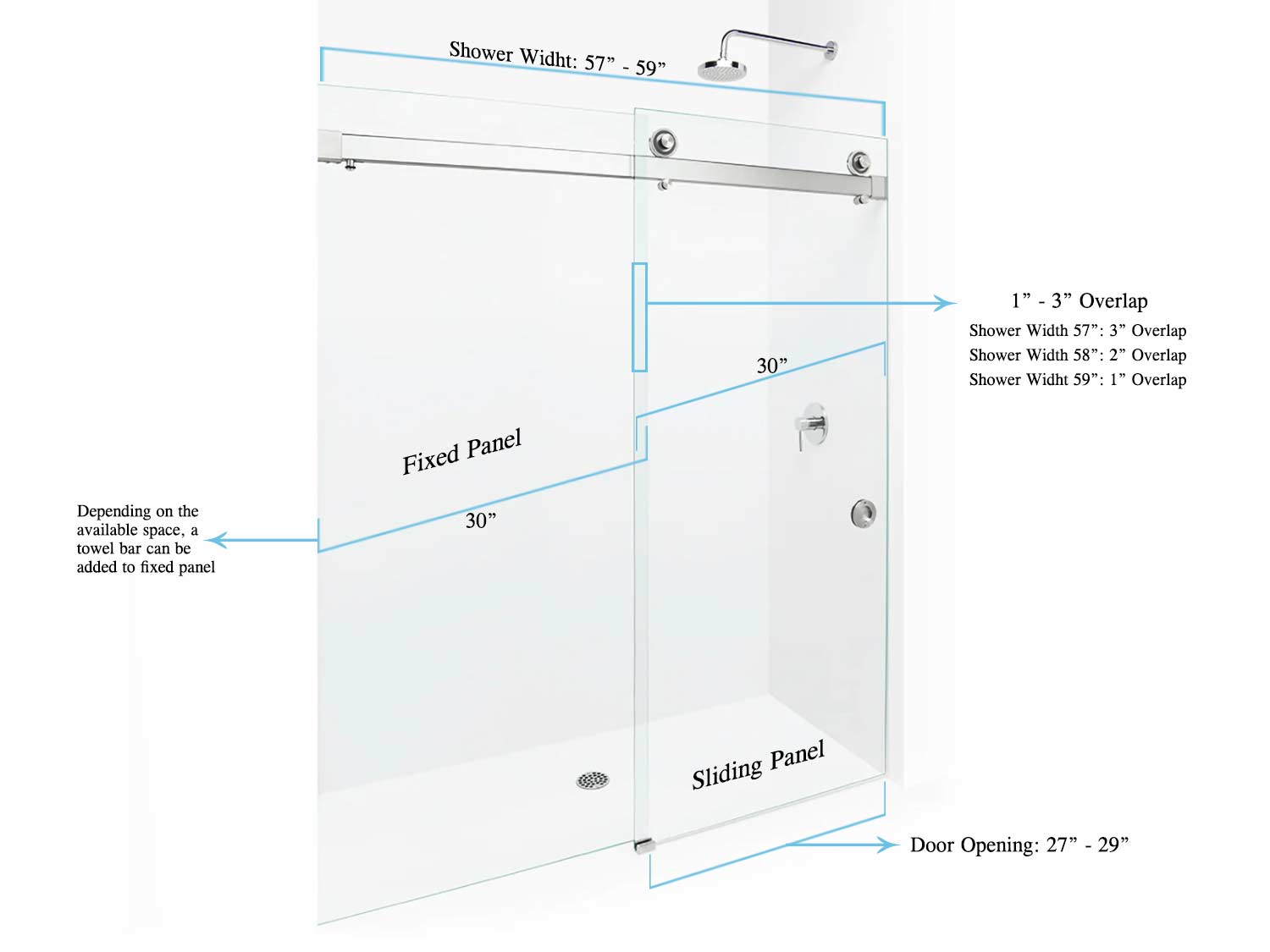 Sliding Glass Shower Door Size Selection Guideline